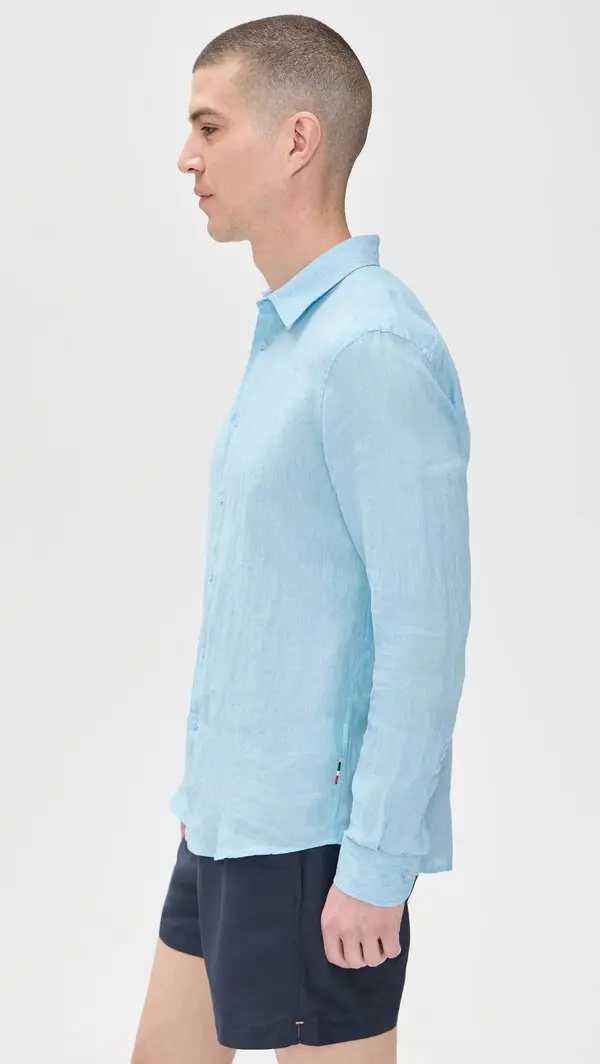 Orlebar Brown Giles Stitched Linen Shirt - Riviera