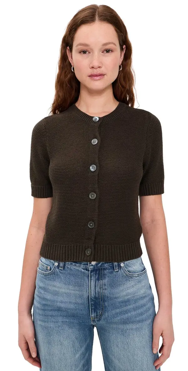 ALEX MILL Elle Linen Cotton Cardigan - Roasted Bean