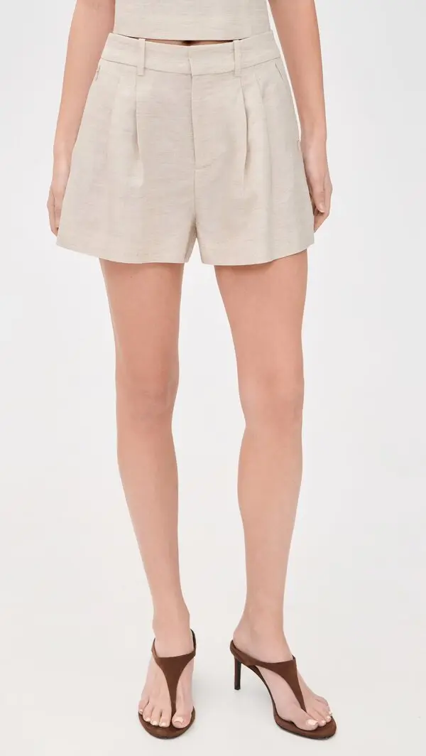 Good American Linen Blend Trouser Shorts