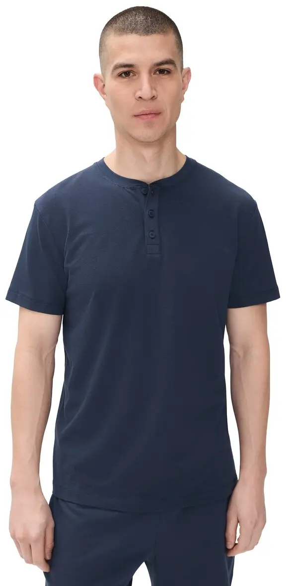 Lunya Slumberknit Henley Tee - Deep Blue