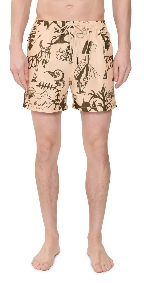 Oas Printed Swim Shorts - Beige