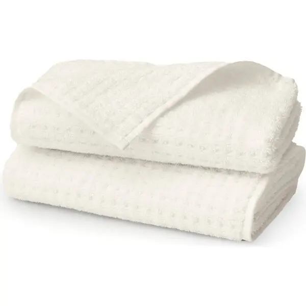 BOLL & BRANCH Set Of 2 Waffle Organic Cotton Hand Towels - Cream