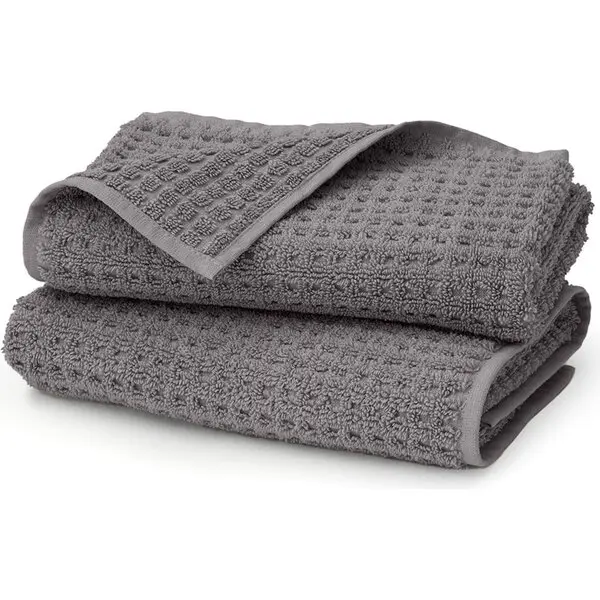 BOLL & BRANCH Set Of 2 Waffle Organic Cotton Hand Towels - Stone