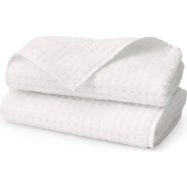BOLL & BRANCH Set Of 2 Waffle Organic Cotton Hand Towels - White