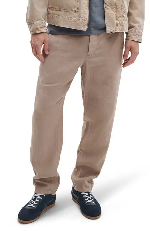 Rag & Bone Elastic Waist Linen Dress Pants - Beige