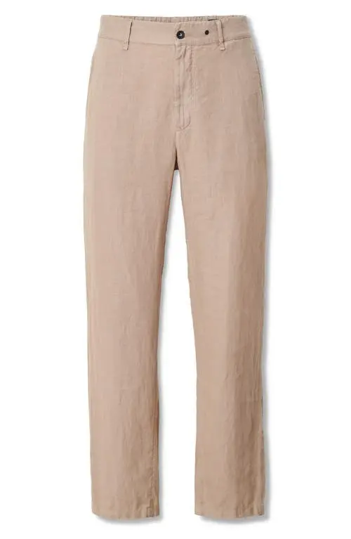 Rag & Bone Elastic Waist Linen Dress Pants - Beige