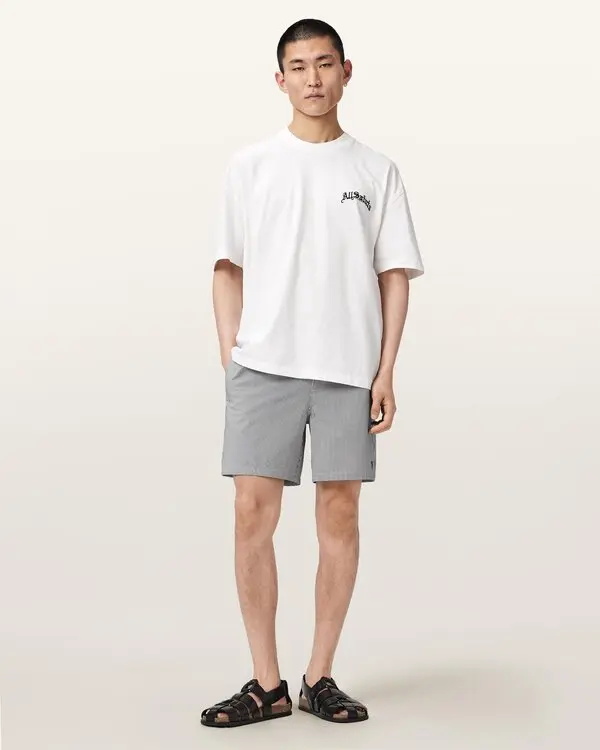 ALLSAINTS Cipher Striped Swim Shorts - White/blue