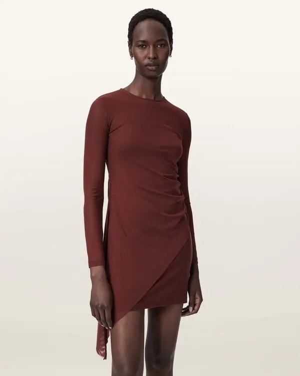 ALLSAINTS Riley Slim Fit Floral Mini Dress - Red