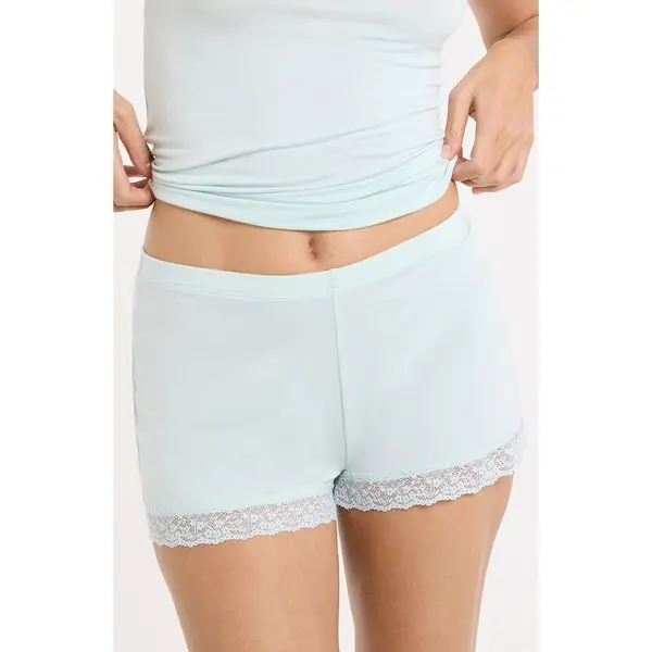 ETAM Lace Trim Shorts - Blue Green