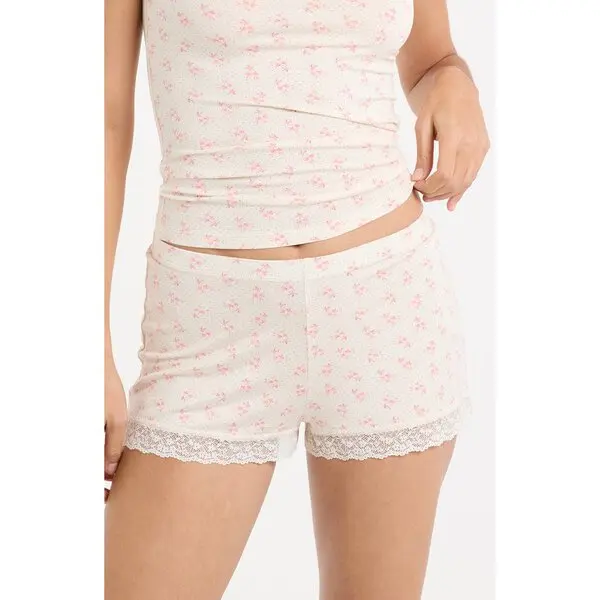 ETAM Lace Trim Shorts - Pink