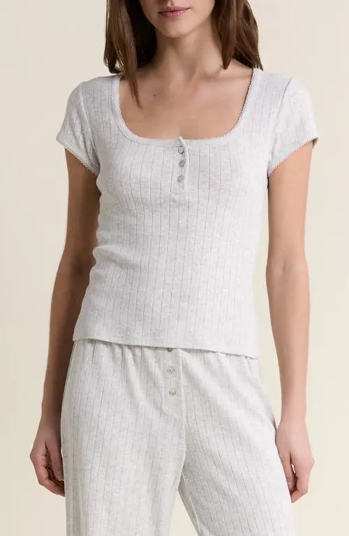 ETAM Katell Pointelle Cotton Pajama Top - Grey