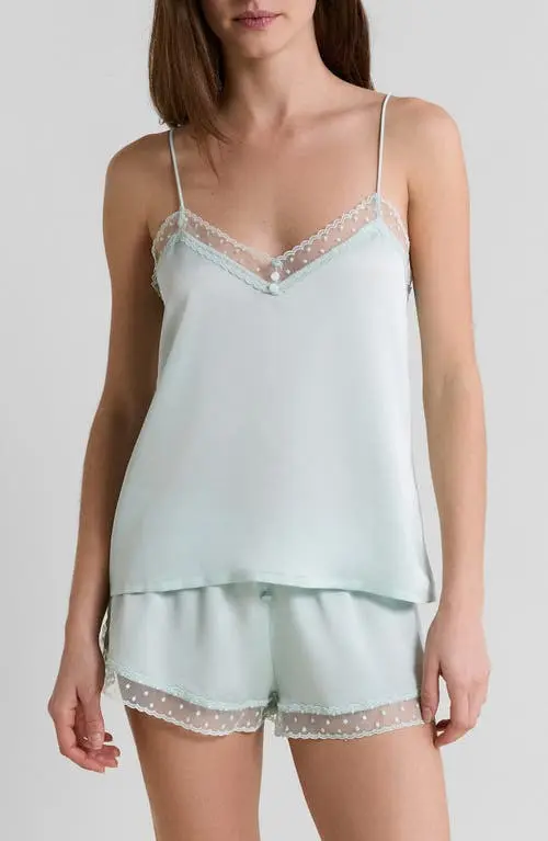 ETAM Plume Lace Trim Satin Camisole - Blue Green