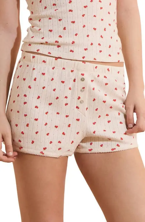 ETAM Katell Pointelle Cotton Pajama Shorts - Linen