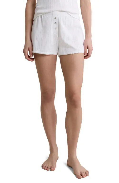 ETAM Katell Pointelle Cotton Pajama Shorts - White