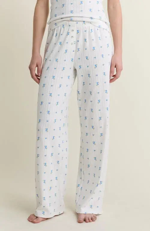 ETAM Katell Pointelle Cotton Pajama Pants - Ecru