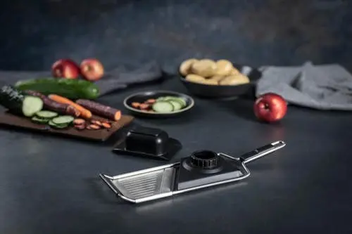 KUHN RIKON Essential Mandoline Slicer With Adjustable Stainless Steel Blade For Vegetables & Fruit