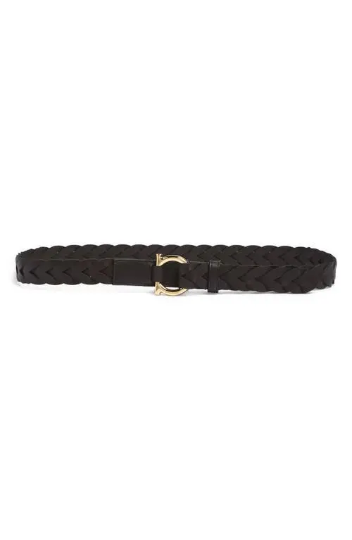 FERRAGAMO Gancio Woven Leather Belt - Testa Di Moro
