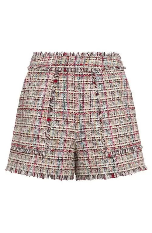 Cinq À Sept Allen Wildflower Tweed Shorts With Fringe Trim - Ivory Multi