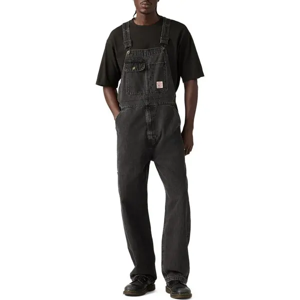 LEVI'S Loose Cotton Denim Overalls - Darkly Wash Overall