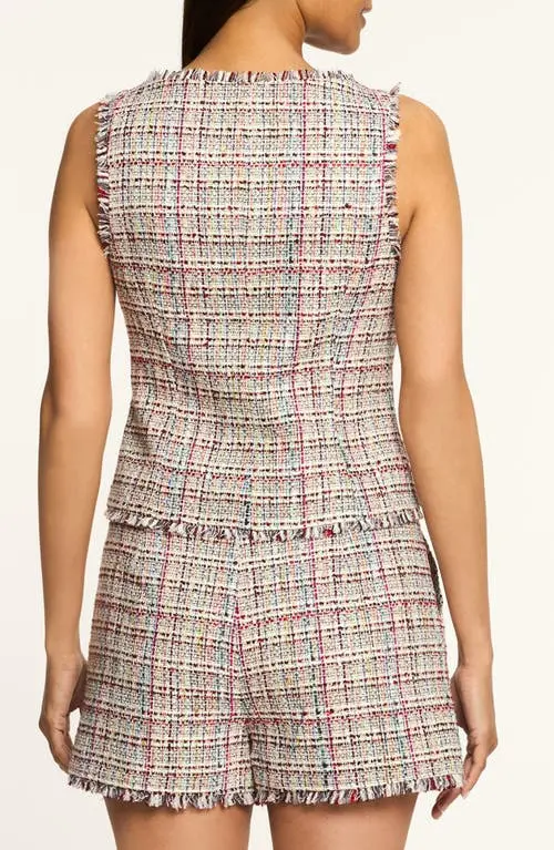 Cinq À Sept Camen Wildflower Fringe Trim Tweed Vest