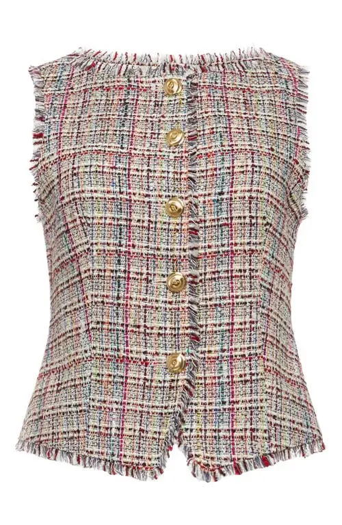 Cinq À Sept Camen Wildflower Fringe Trim Tweed Vest