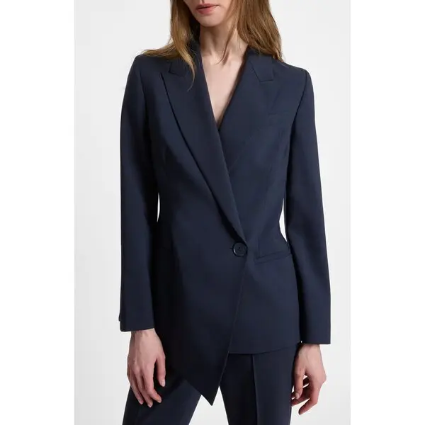Santorelli Mara Asymmetrical Blazer In Virgin Wool Stretch