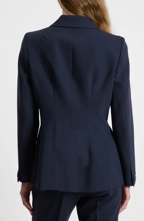 Santorelli Mara Asymmetrical Blazer In Virgin Wool Stretch