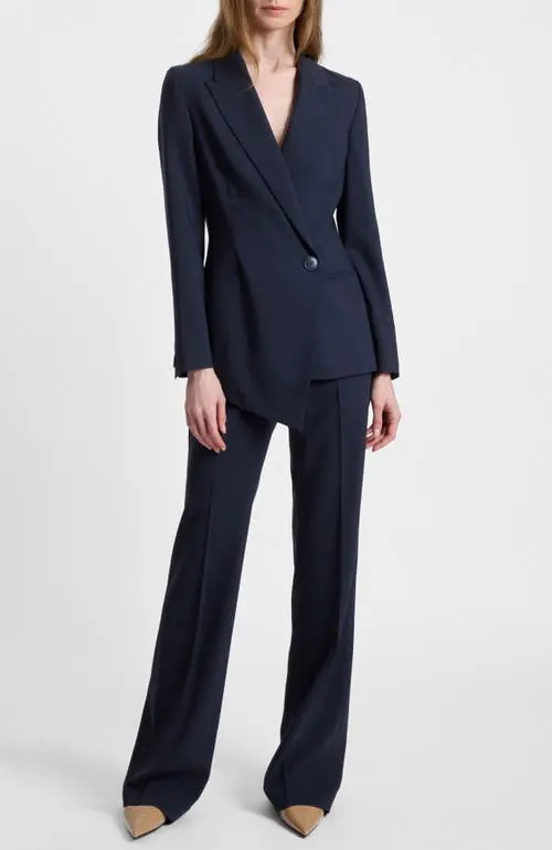 Santorelli Mara Asymmetrical Blazer In Virgin Wool Stretch