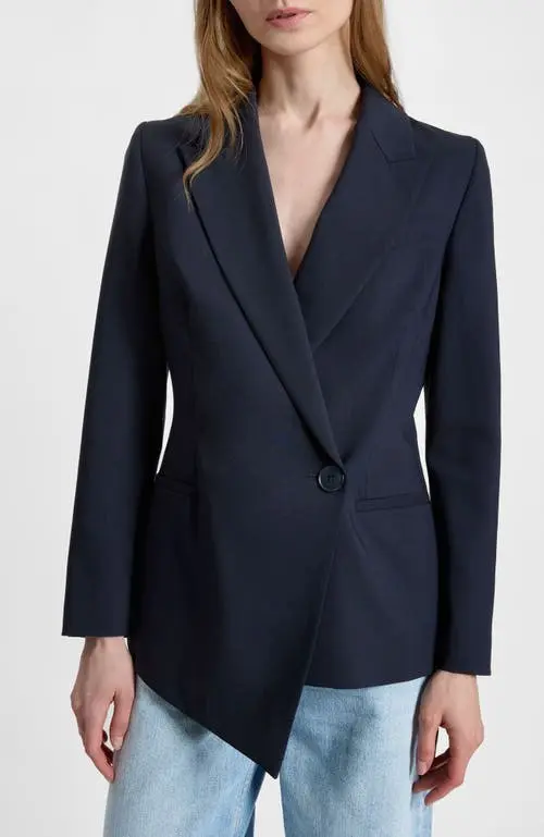 Santorelli Mara Asymmetrical Blazer In Virgin Wool Stretch