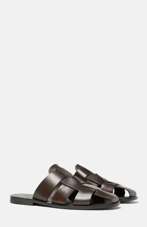 SCAROSSO Perseo Leather Mules - Brown - Calf
