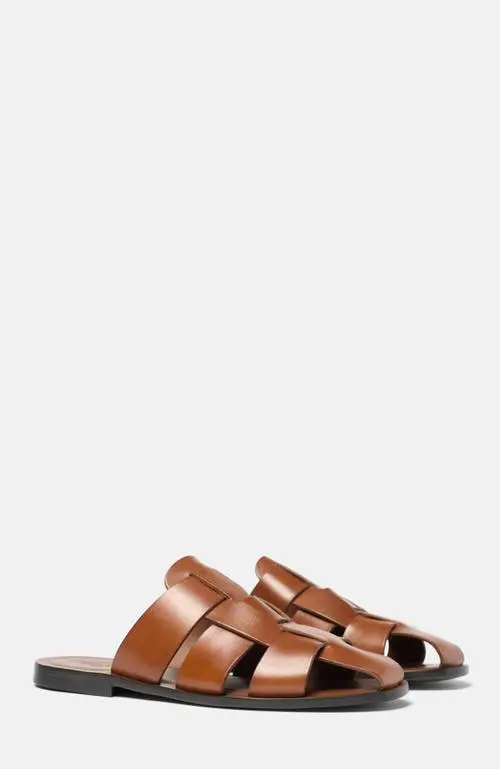 SCAROSSO Perseo Leather Mules - Cognac - Calf