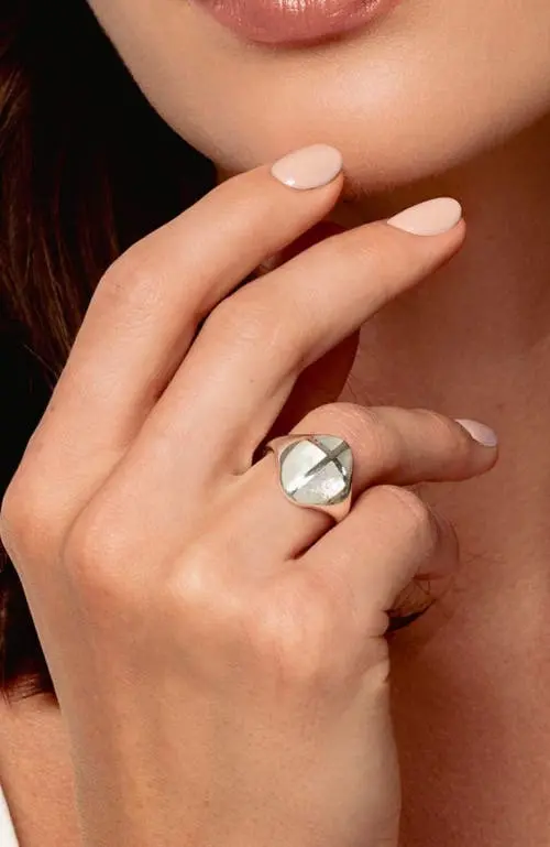 RIZEN JEWELRY Mother Of Pearl Cross Statement Ring - Sterling Silver