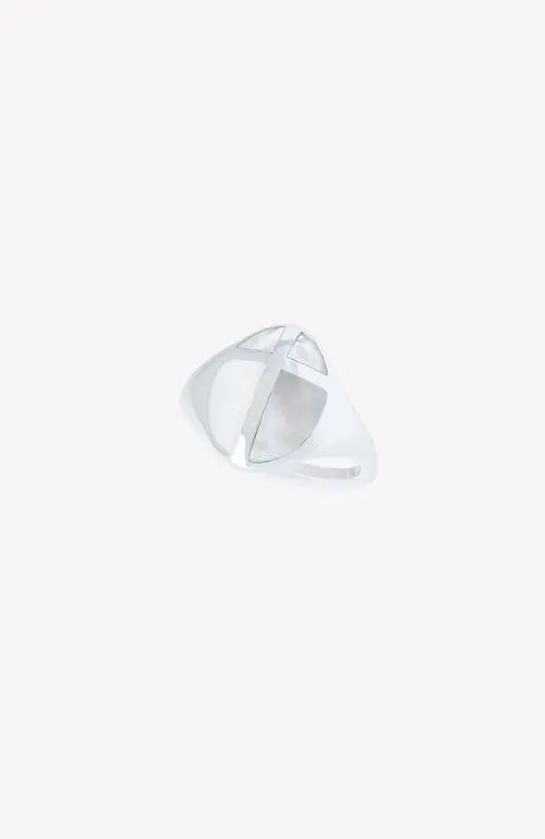 RIZEN JEWELRY Mother Of Pearl Cross Statement Ring - Sterling Silver