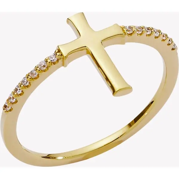 RIZEN JEWELRY Luminous Cross Pavé Ring - 18k Gold Plated
