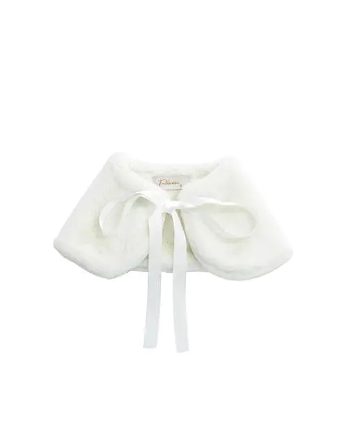 TULLEEN Faux Fur Collar With Ribbon Tie - Ivory