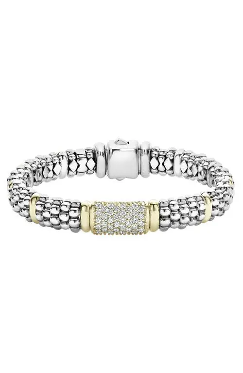 Lagos Signature Caviar Pavé Diamond Bracelet - Silver/gold