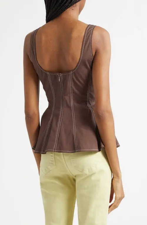 Veronica Beard Charlie Peplum Tank - Dark Mocha