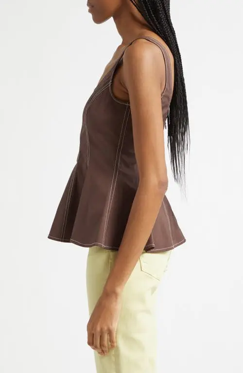 Veronica Beard Charlie Peplum Tank - Dark Mocha