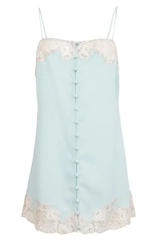 FLEUR DU MAL Juliet Lace Trim Button-up Slip - Frosted Mint