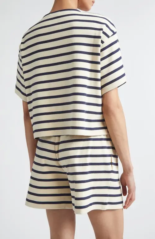 Moncler Nautical Stripe Ventilated Crop T-shirt - White/blue