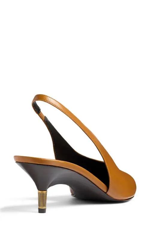 Khaite Bella Kitten Heel Slingback Pump - Cuoio