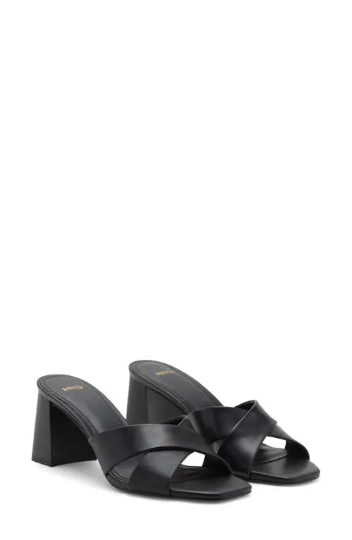 Mango Block Heel Sandals - Black