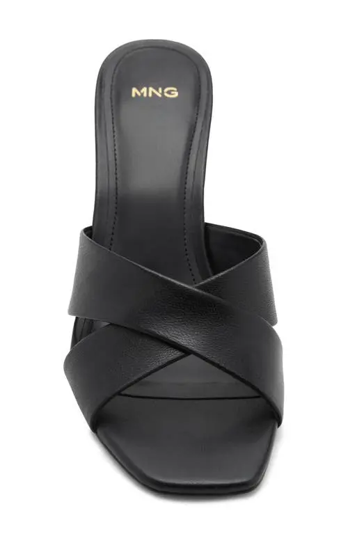 Mango Block Heel Sandals - Black