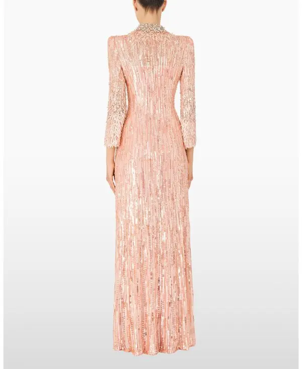 Jenny Packham Memphis Sequin-embellished Maxi Dress - Peach Fizz