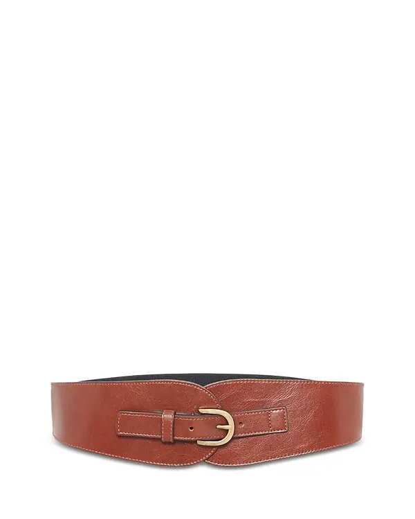 Gerard Darel Olympe Leather Corset Belt - Caramel