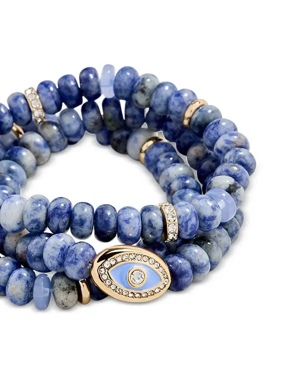 Baublebar Energy Aligned Evil Eye Stone Bracelet Set - Dark Blue