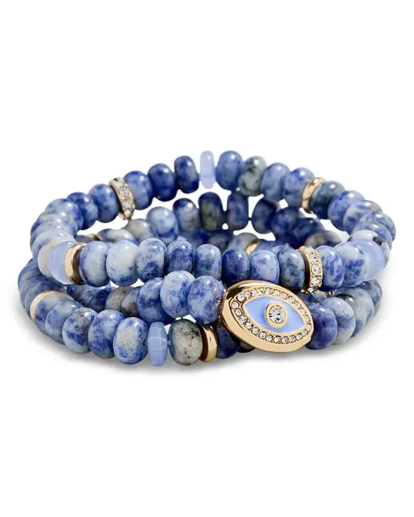 Baublebar Energy Aligned Evil Eye Stone Bracelet Set - Dark Blue