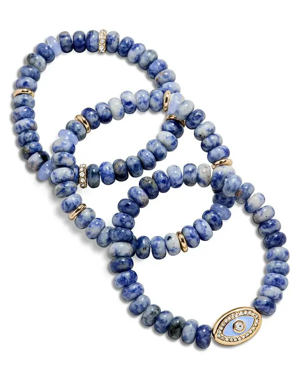 Baublebar Energy Aligned Evil Eye Stone Bracelet Set - Dark Blue