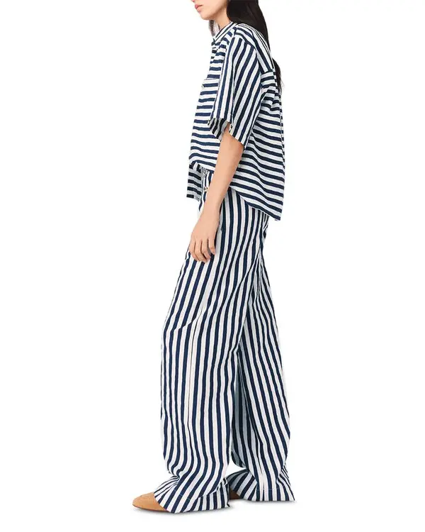 Maje Calais Cropped Stripe Shirt - White/blue
