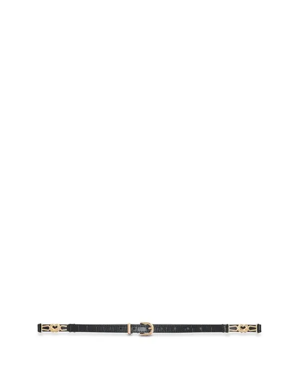Maje Croc Embossed Leather Belt